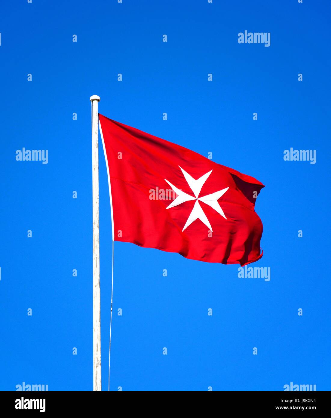 Maltese flag against a blue sky, Valletta, Malta, Europe Stock Photo ...