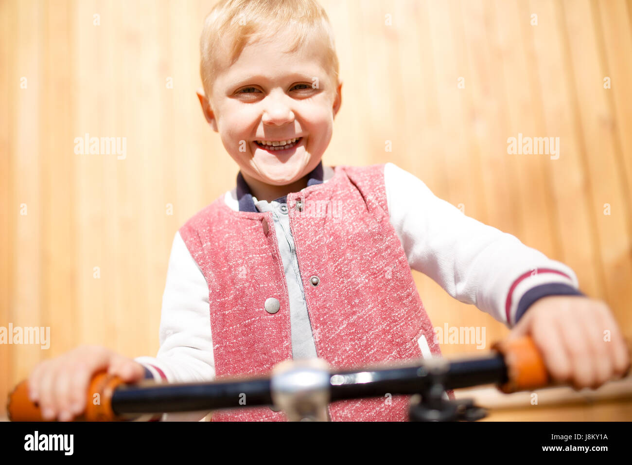 Photo of boy with bicycle Stock Photo - Alamy