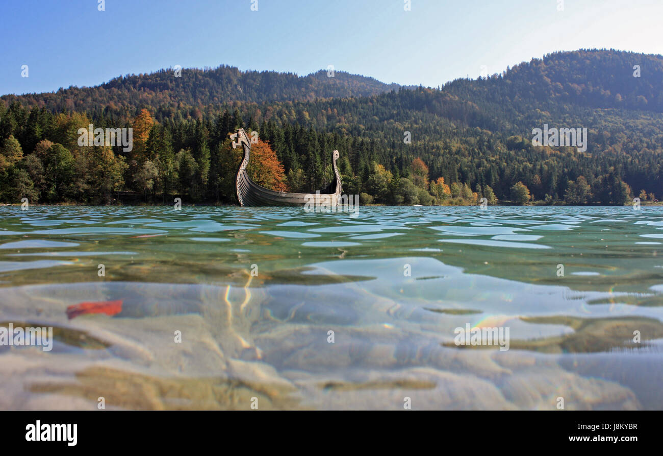 rowing boat, fall, autumn, tree, trees, mountains, tourism, deciduous ...