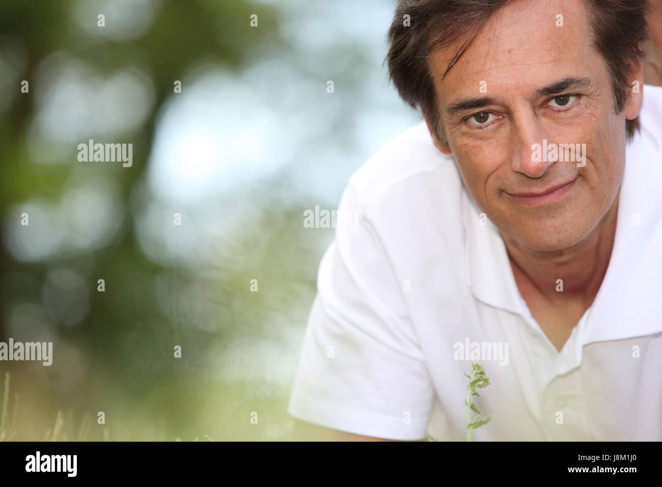 relaxation, garden, portrait, blank, european, caucasian, relaxed ...