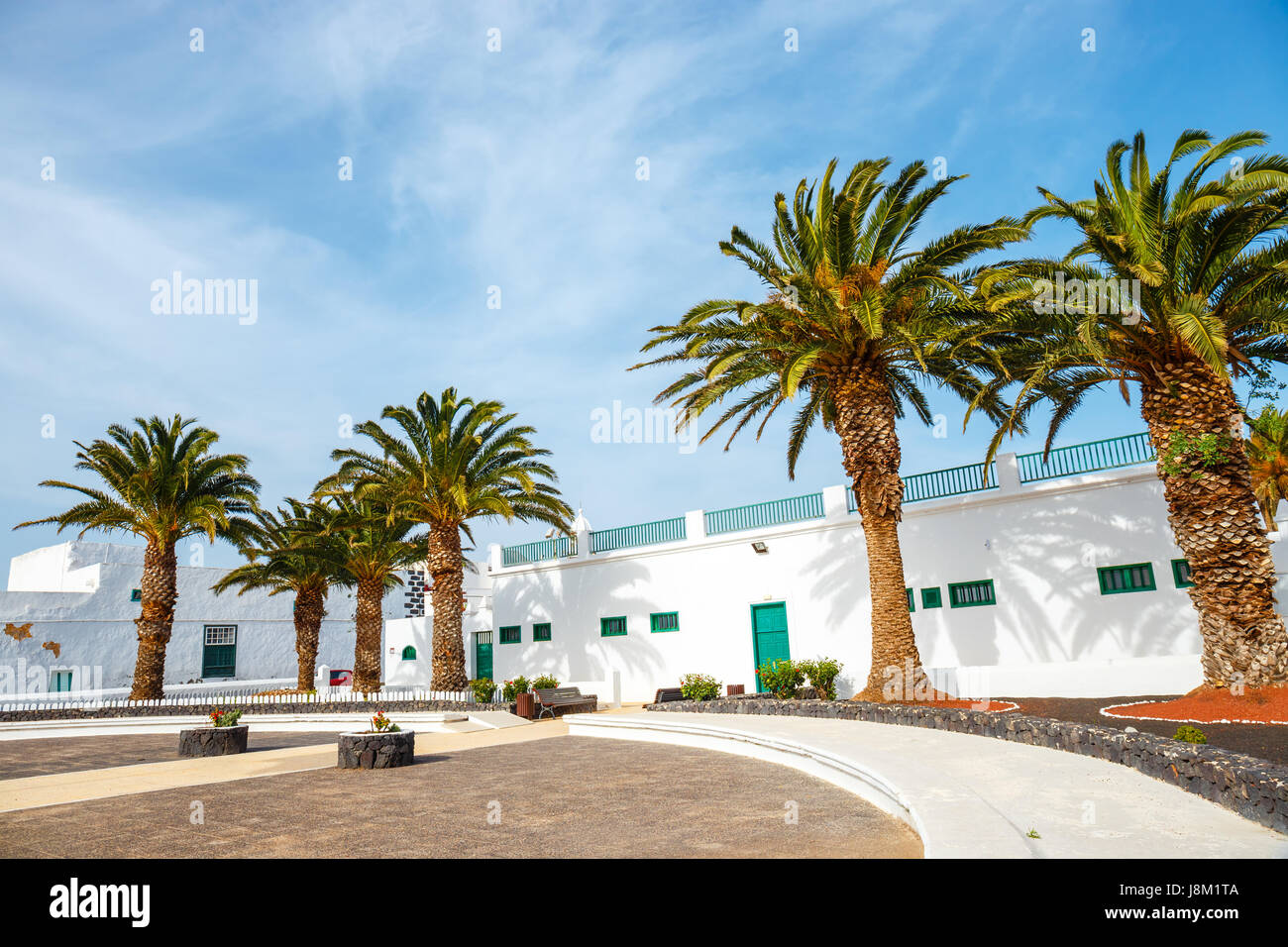 View of the city center of Teguise, former capital of the island of ...