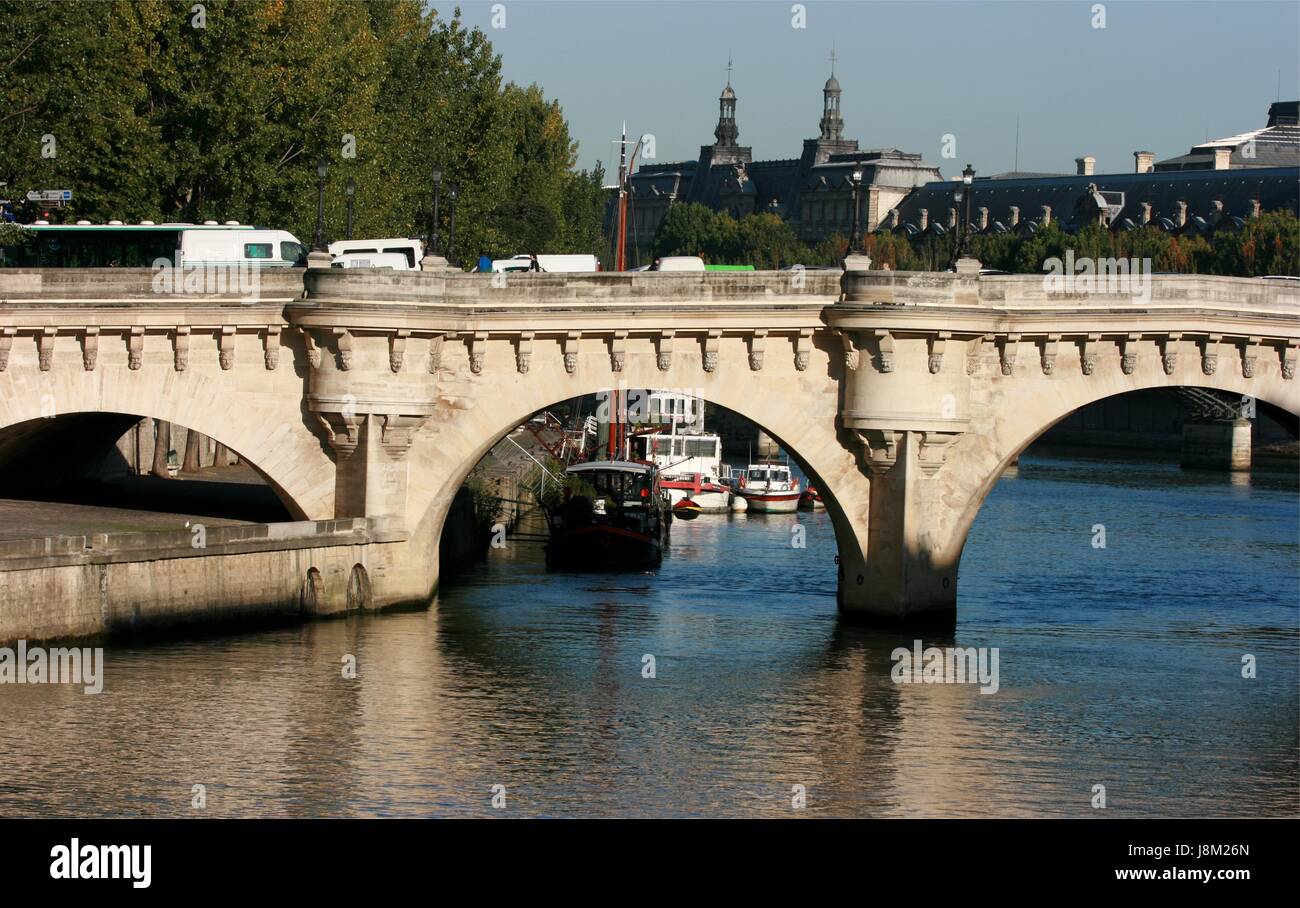 bridge, paris, blue, stone, bridge, arch, blank, european, caucasian ...