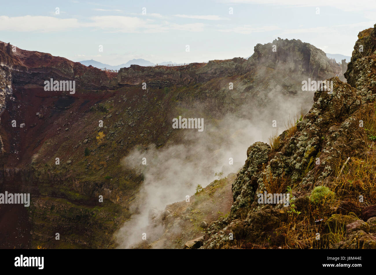 smoke in the crater of the volcano mount vesuvius Stock Photo - Alamy