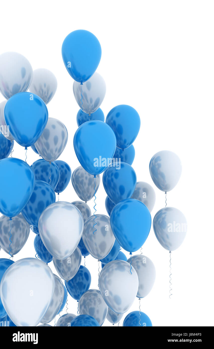blue, isolated, party, celebration, balloons, ballon, birthday ...