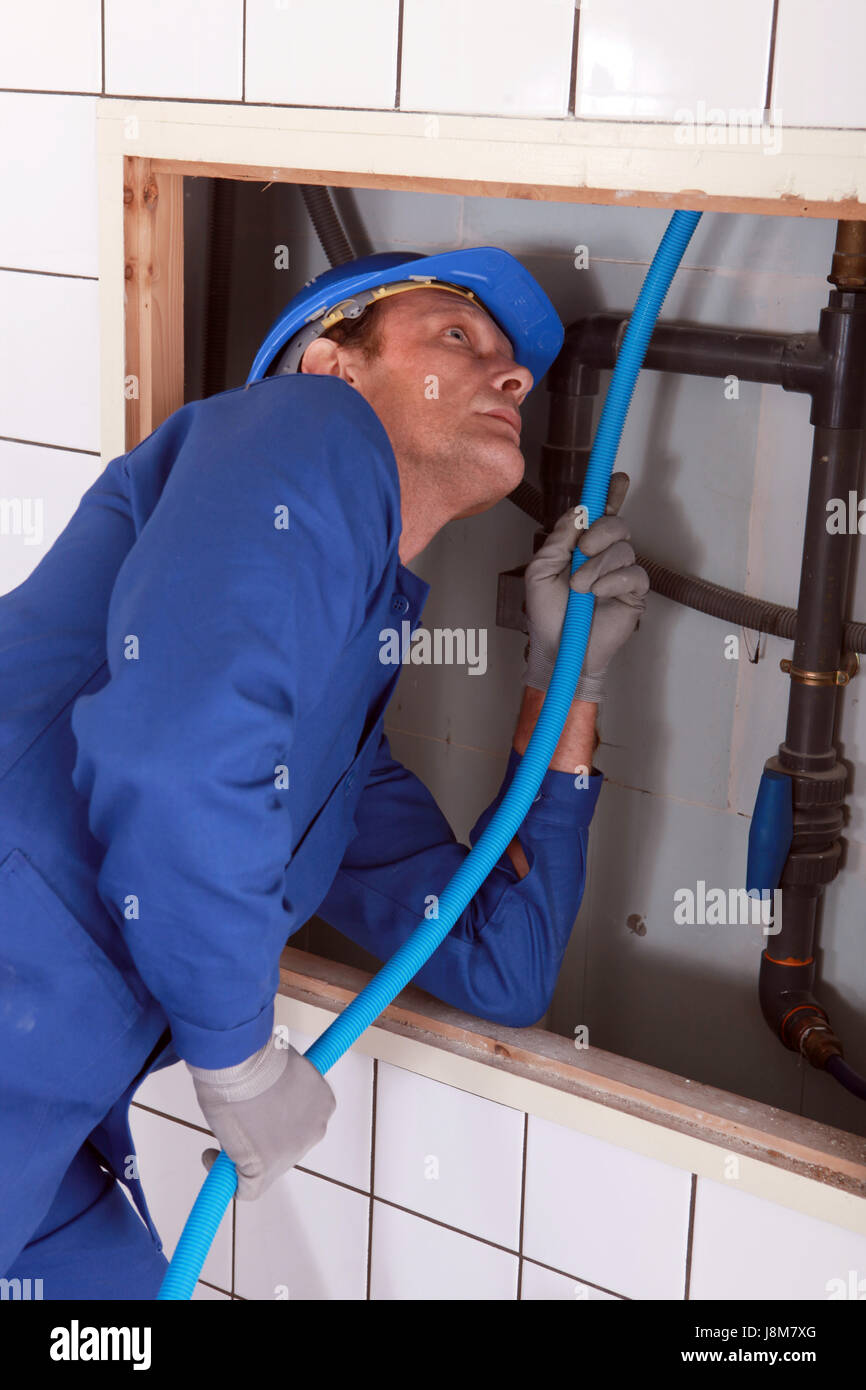 blue, tube, flexible, plumber, pipe, plumbing, blue, male, masculine ...