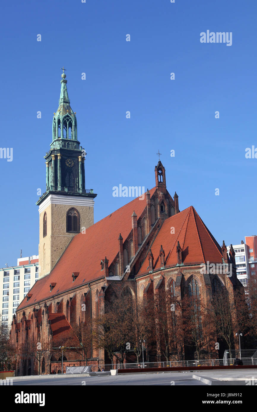 historical, church, sightseeing, berlin, parish church, clock-tower ...