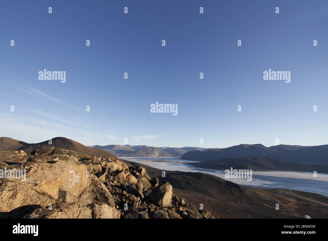 Inlet view of mountains from the community of Qikiqtarjuaq, Broughton ...