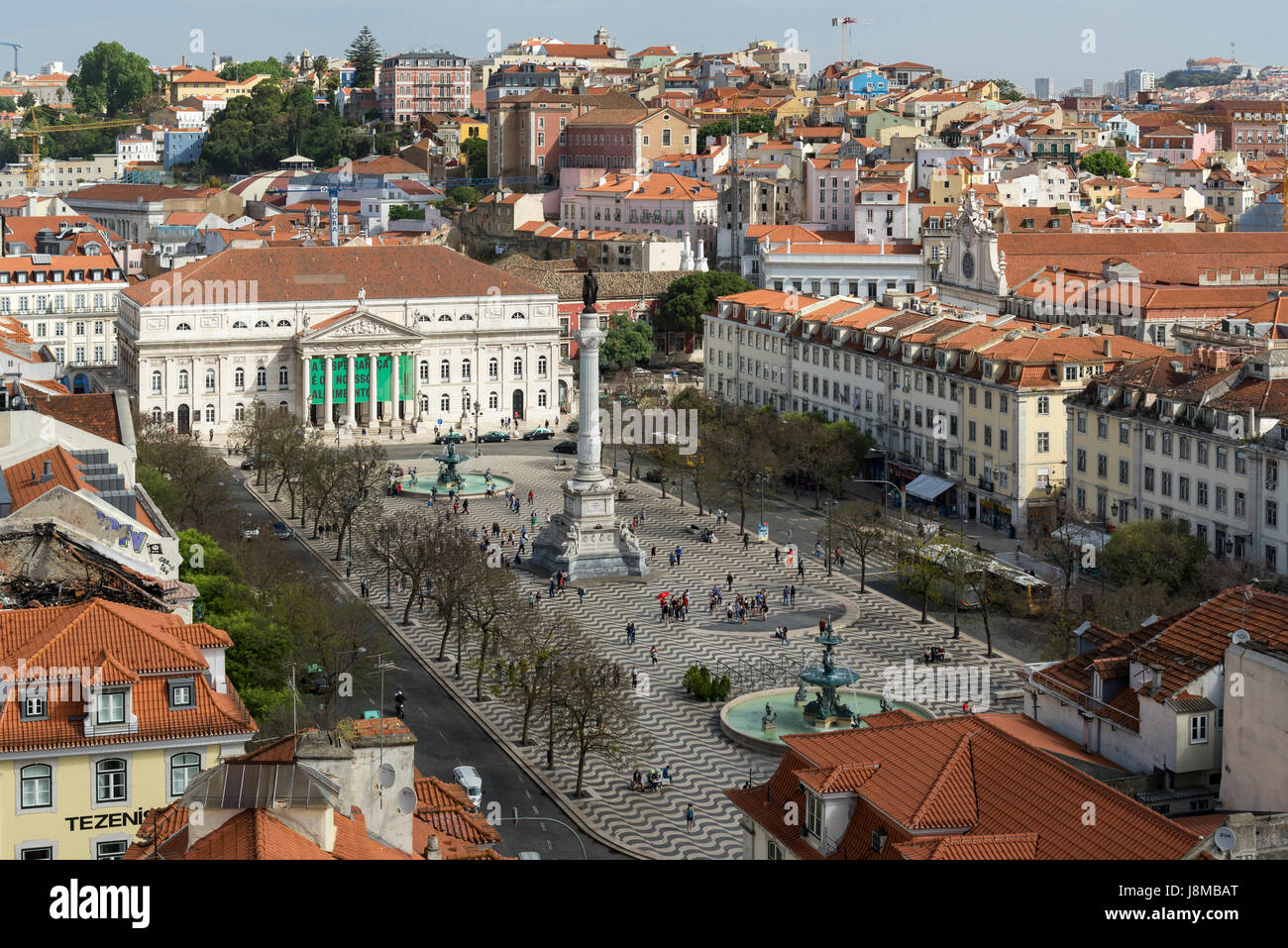 Aerial of praca do pedro iv square rossio square hi-res stock ...