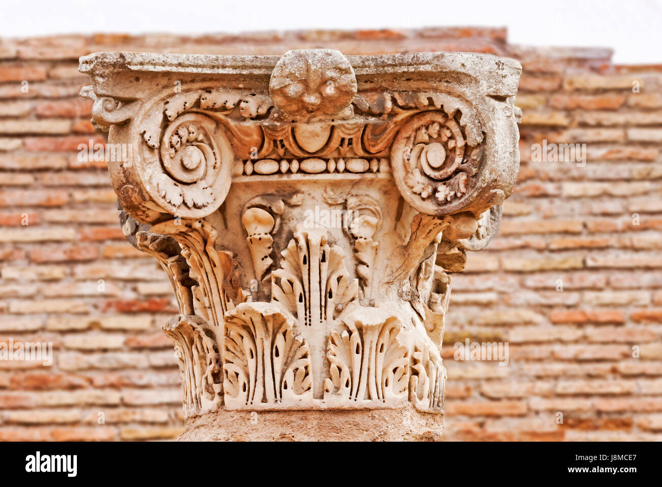 Ancient Roman capital close up in Ostia Antica - Rome - Italy Stock ...