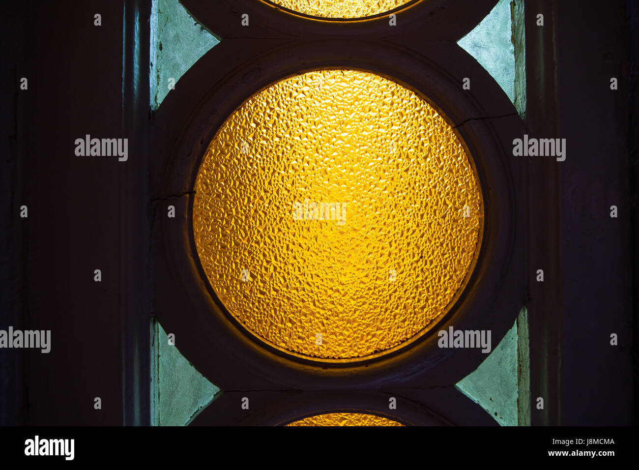 Yellow sunny textured stained round glass background vintage Stock ...