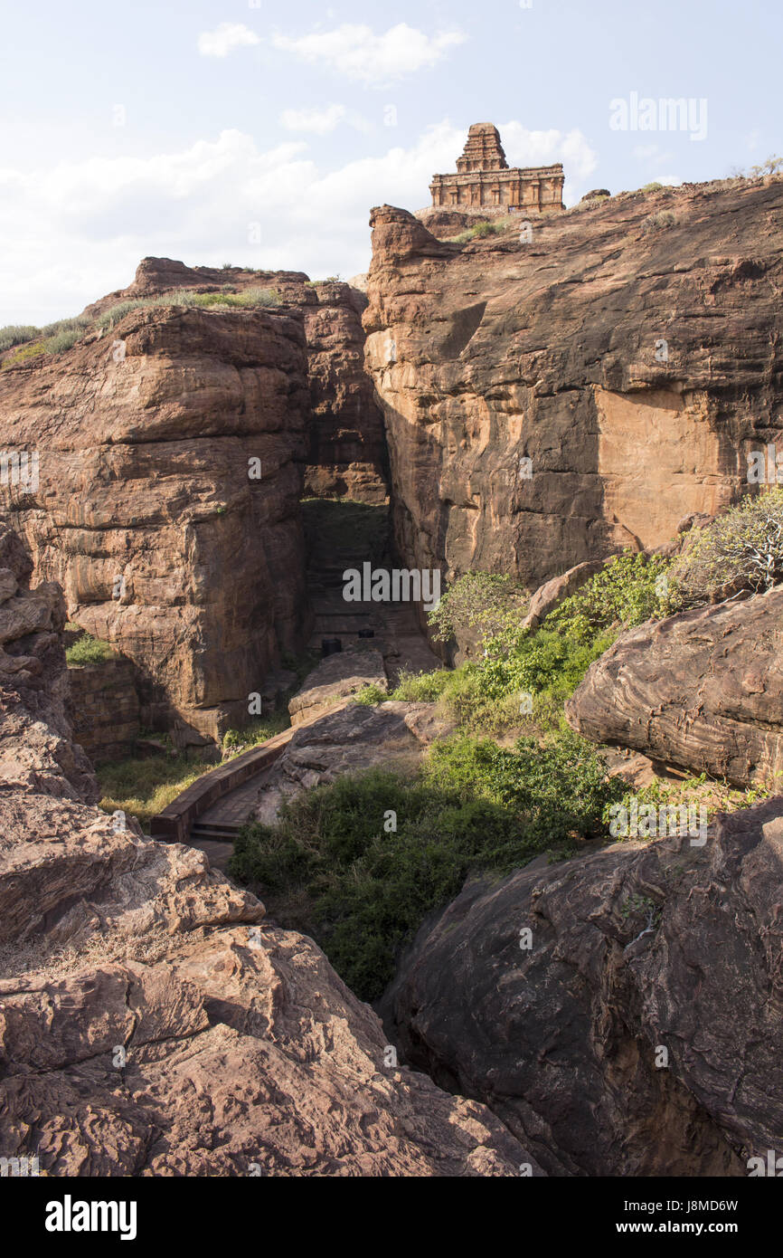 View of Upper Shivalaya from Lower Shivalaya, North Badami Fort ...