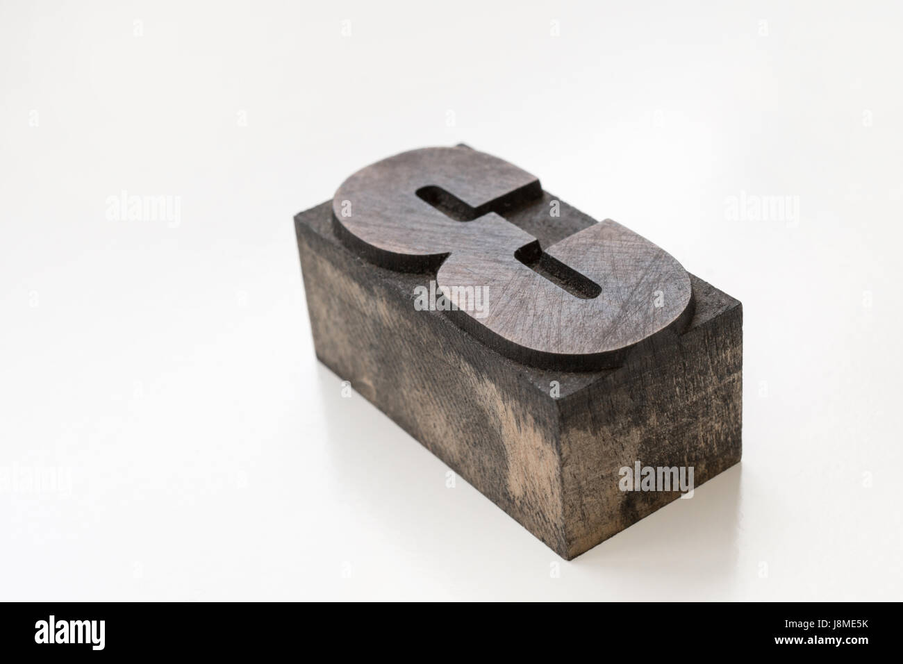 Old letterpress printing block isolated on a white background Stock ...