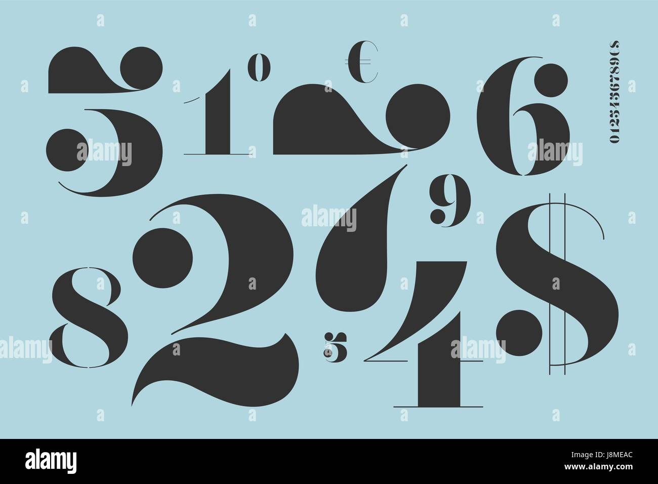 Font of numbers in classical french didot style Stock Vector Image ...