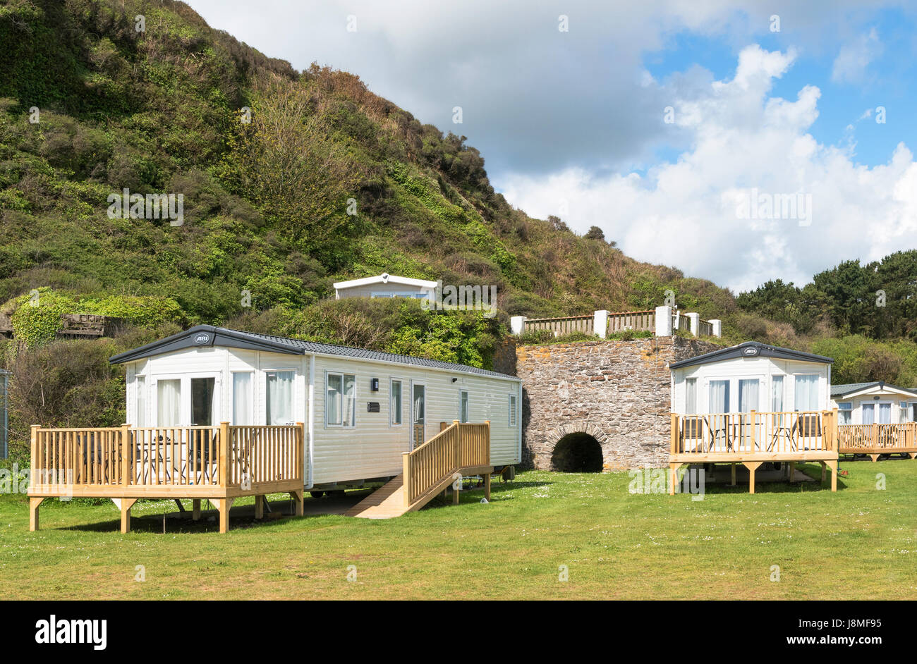 static caravans at pentewan sands holiday park, cornwall, england, uk ...