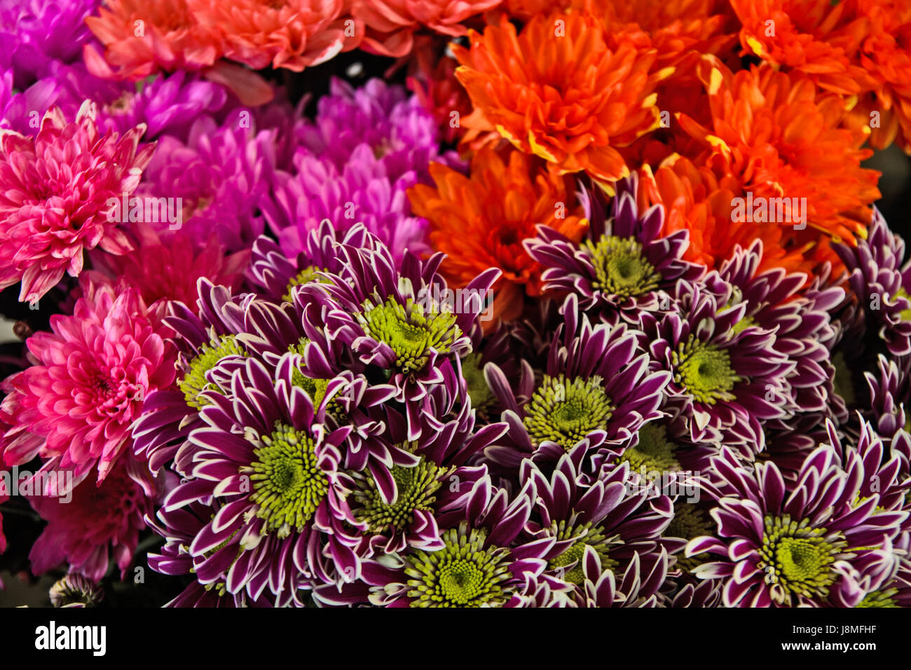 Beautiful, fragrant bouquet of colorful flowers at the market waiting ...