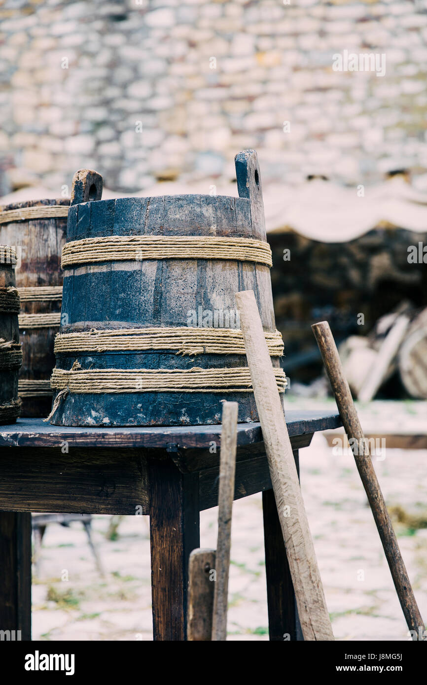 Detail of the vintage medieval traditional equipment Stock Photo - Alamy