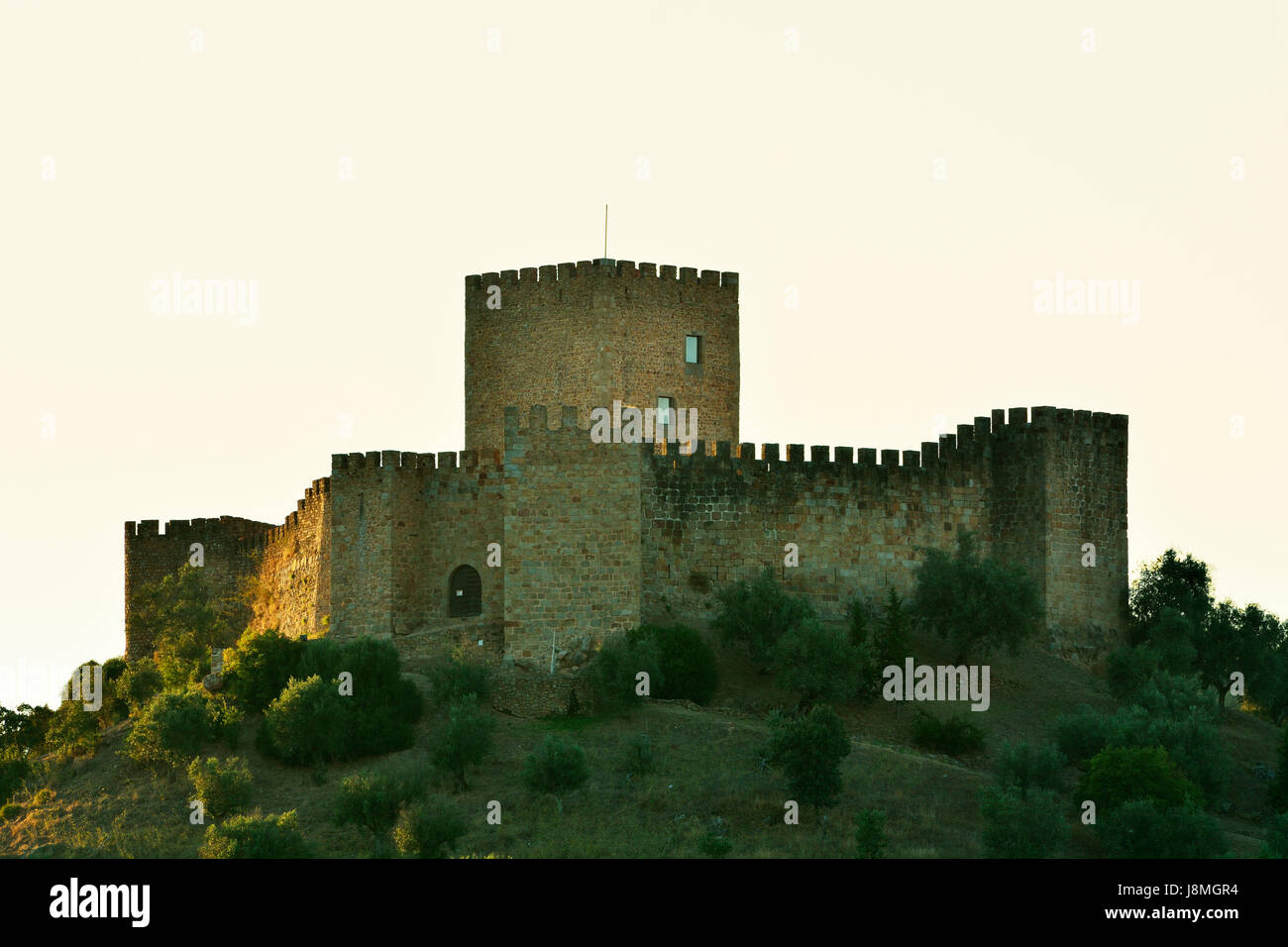 The 13th century castle of the fortified medieval village of Belver ...