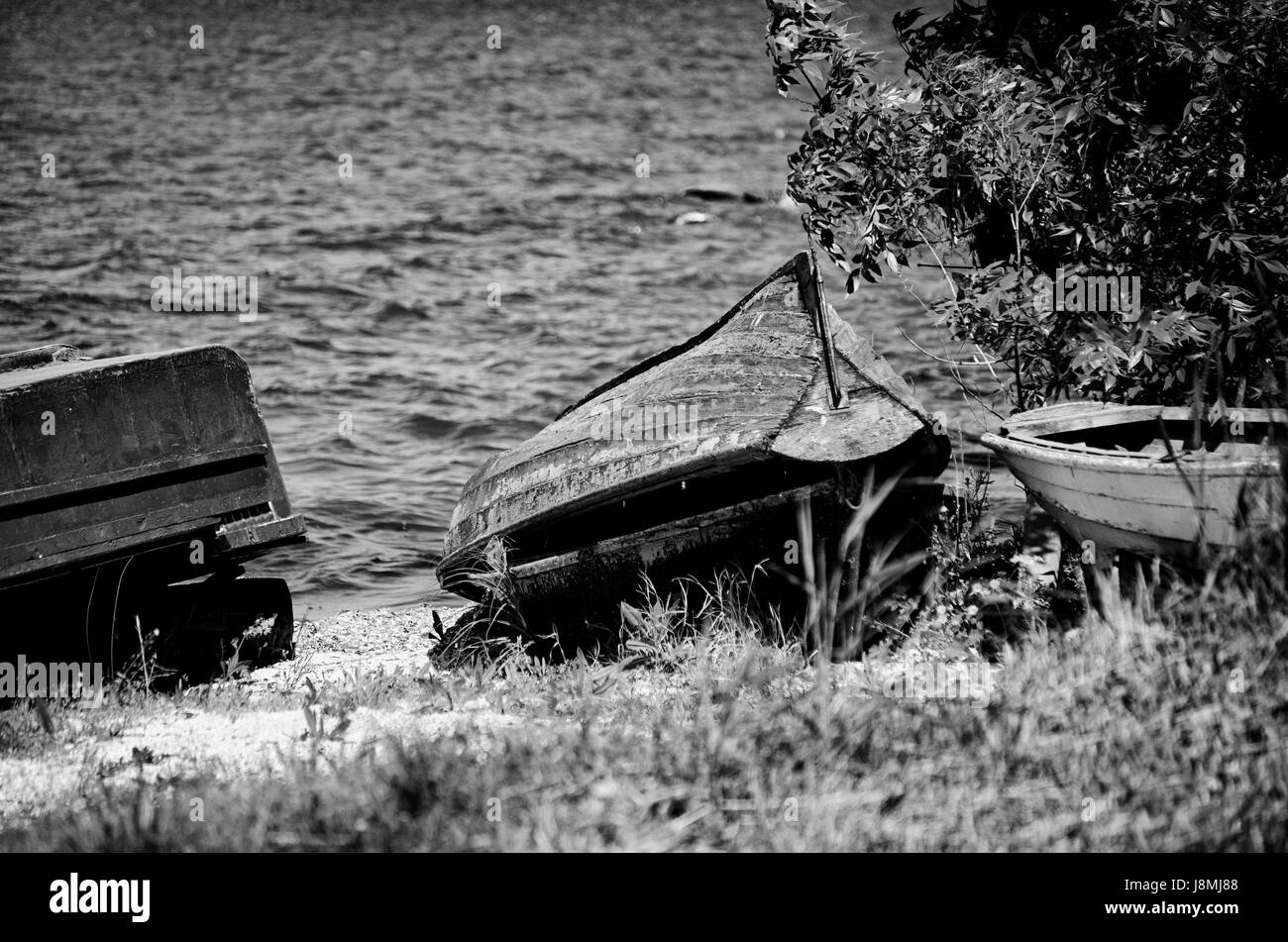 Rowing boats on old Black and White Stock Photos & Images - Alamy