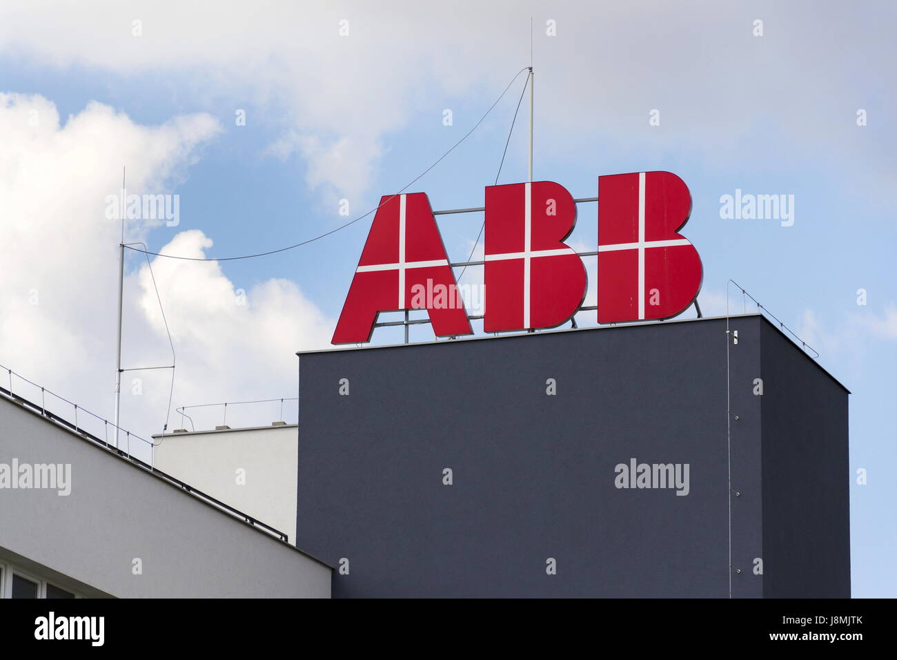 PRAGUE, CZECH REPUBLIC - MAY 26: ABB company logo on headquarters ...