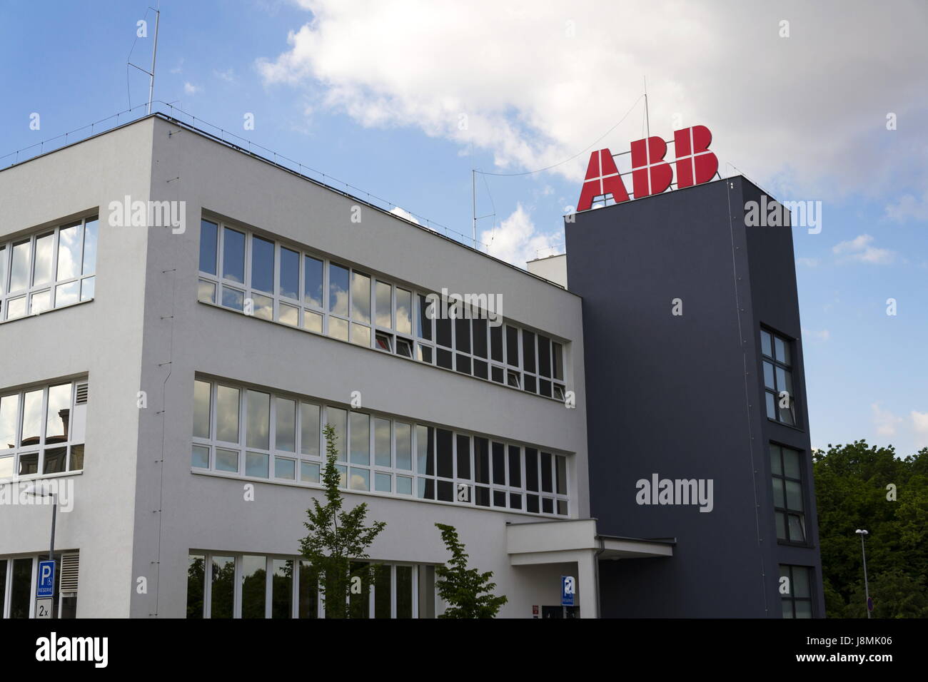 PRAGUE, CZECH REPUBLIC - MAY 26: ABB company logo on headquarters ...