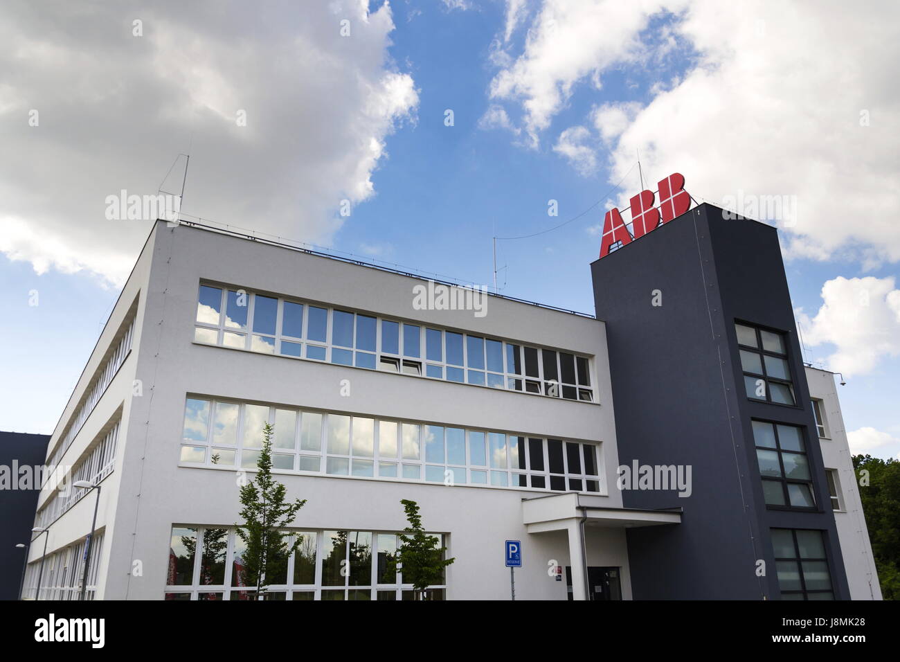 PRAGUE, CZECH REPUBLIC - MAY 26: ABB company logo on headquarters building on May 26, 2017 in ...