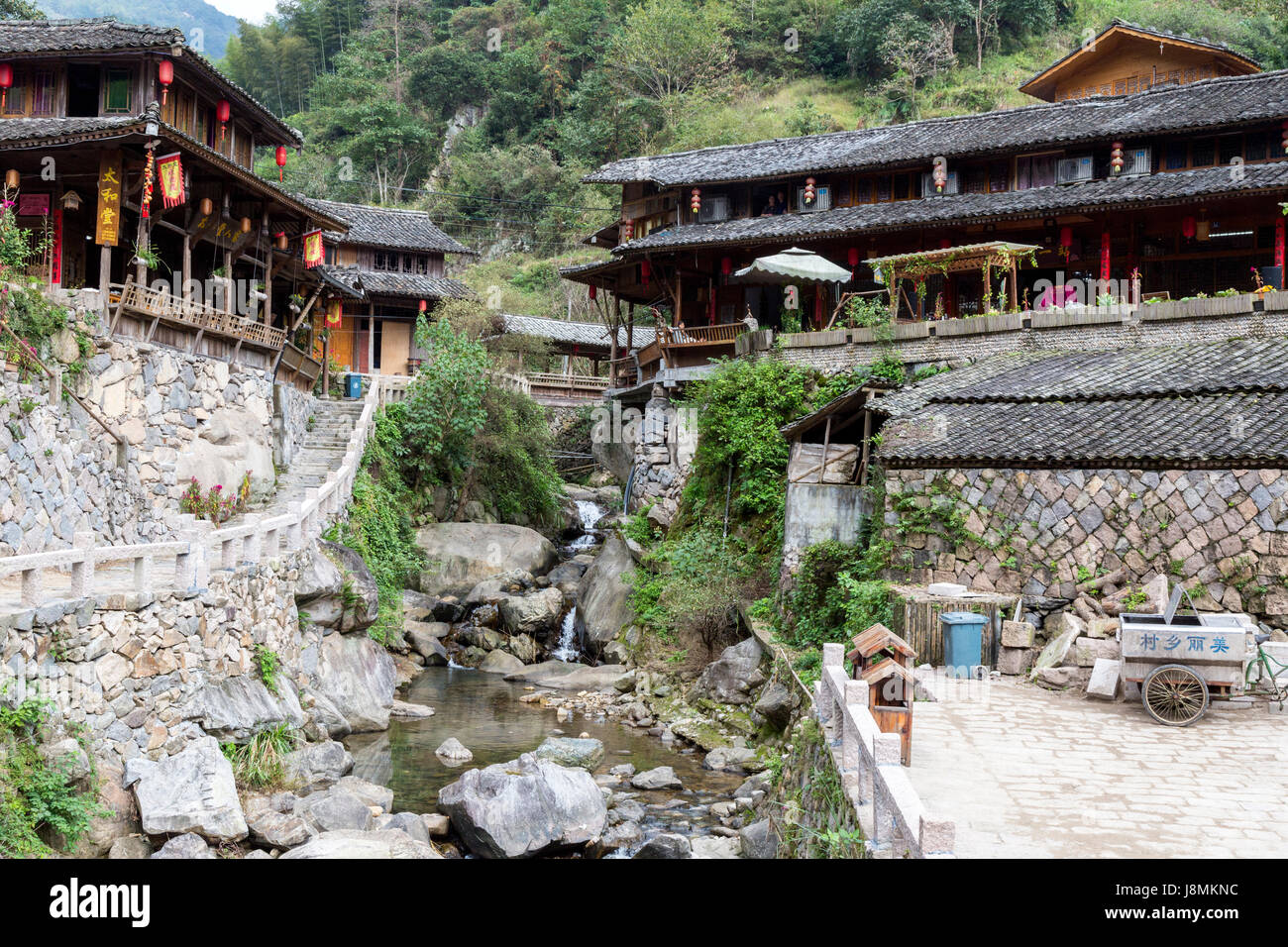 Linkeng, Zhejiang, China. Mountain Stream Flowing through the Village ...
