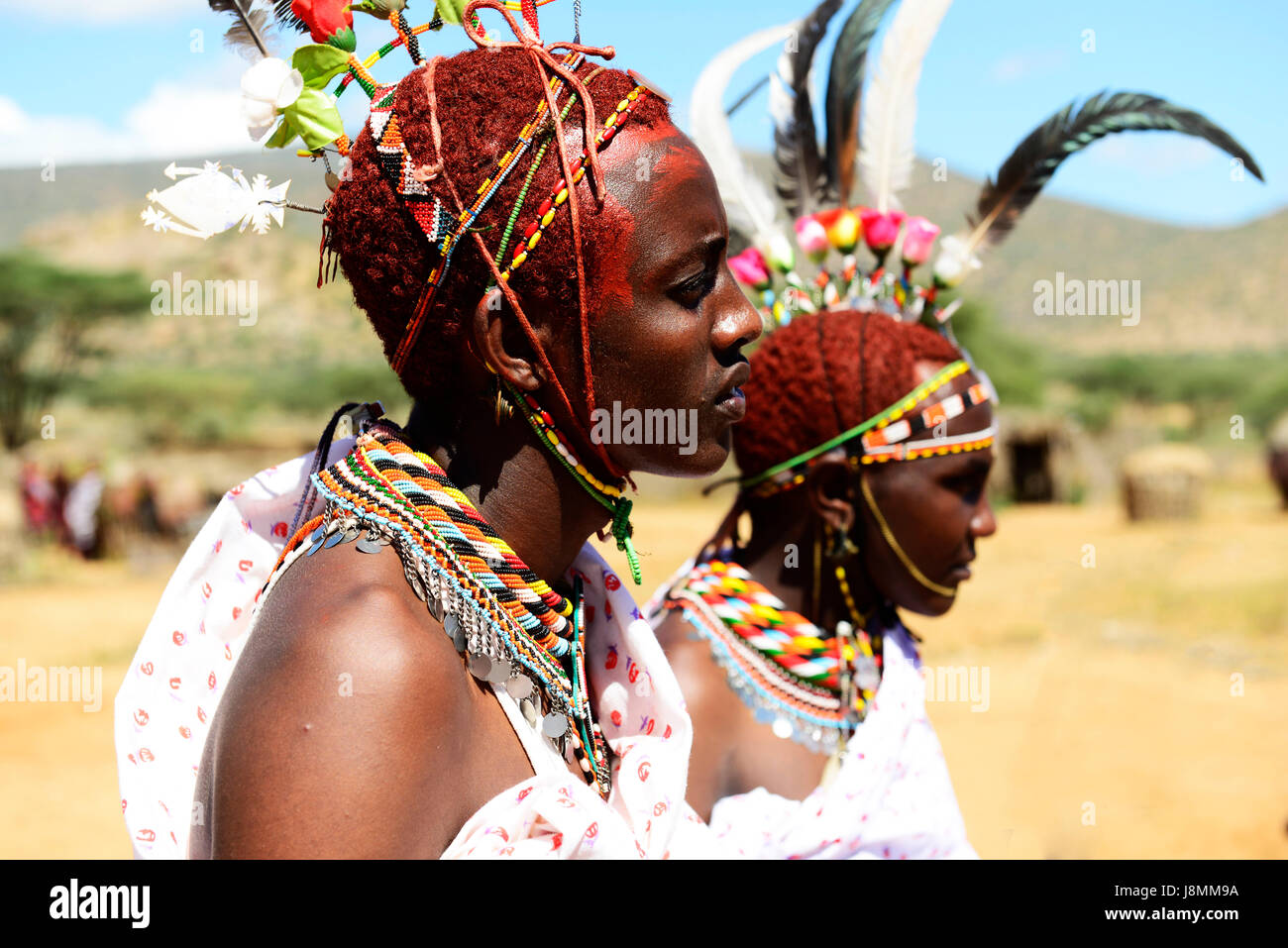 Samburu morans ( warriors ) celebrating a traditional Samburu wedding ...