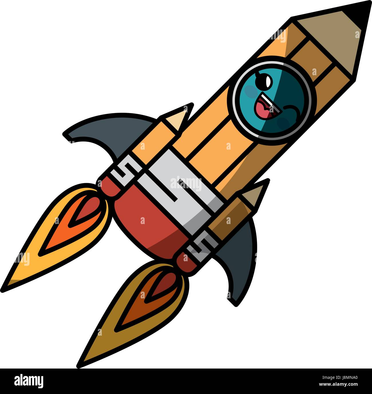 pencil rocket cartoon smiley Stock Vector Image & Art - Alamy