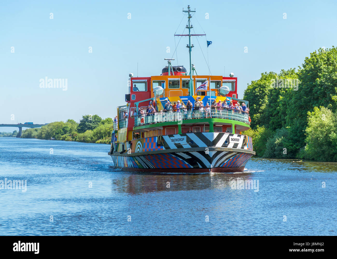 A view of the pleasure cruiser 'Snowdrop' sailing along the Manchester ...