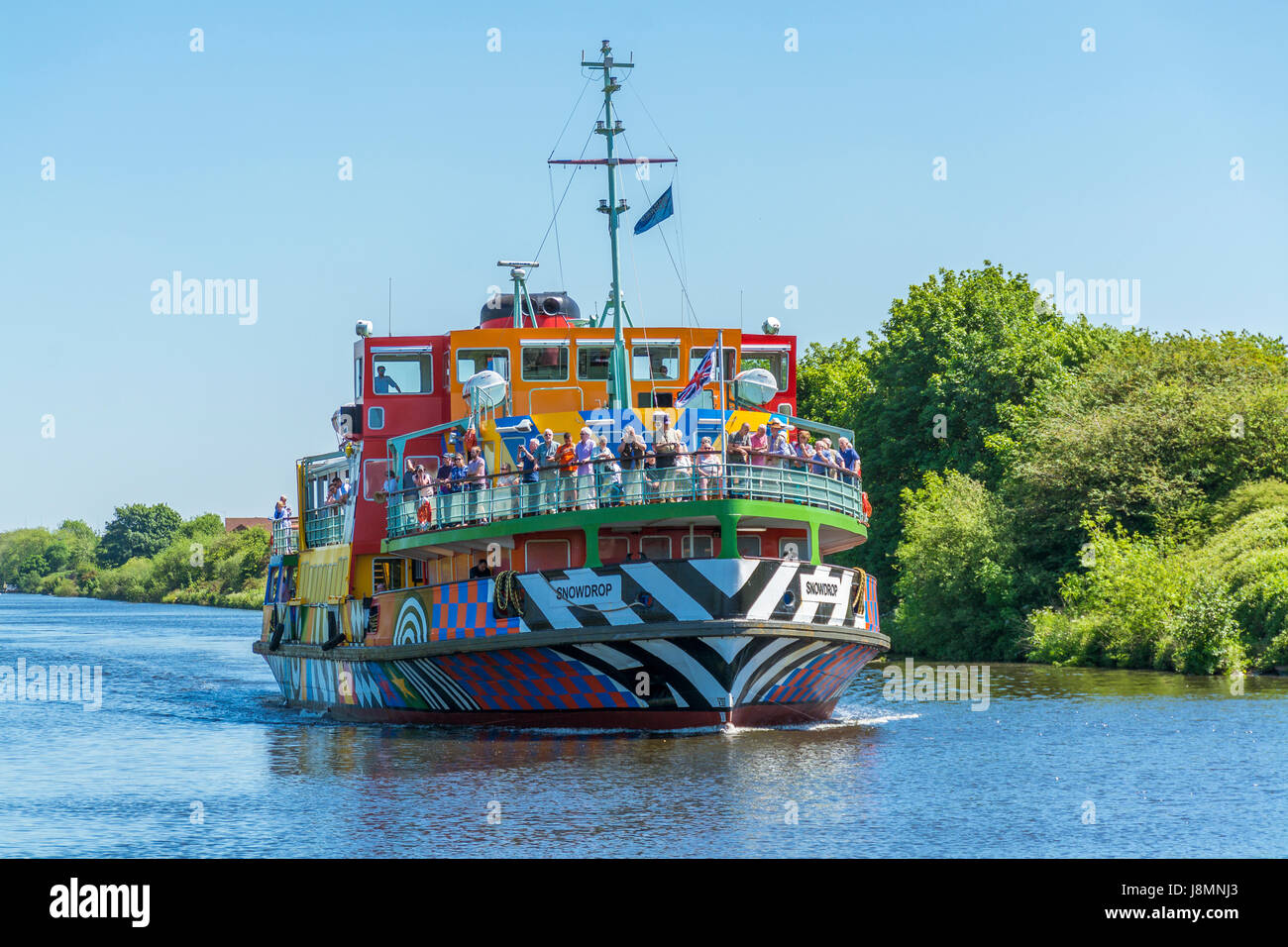 A view of the pleasure cruiser 'Snowdrop' sailing along the Manchester ...