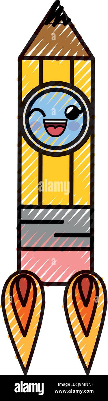 pencil rocket cartoon smiley Stock Vector Image & Art - Alamy