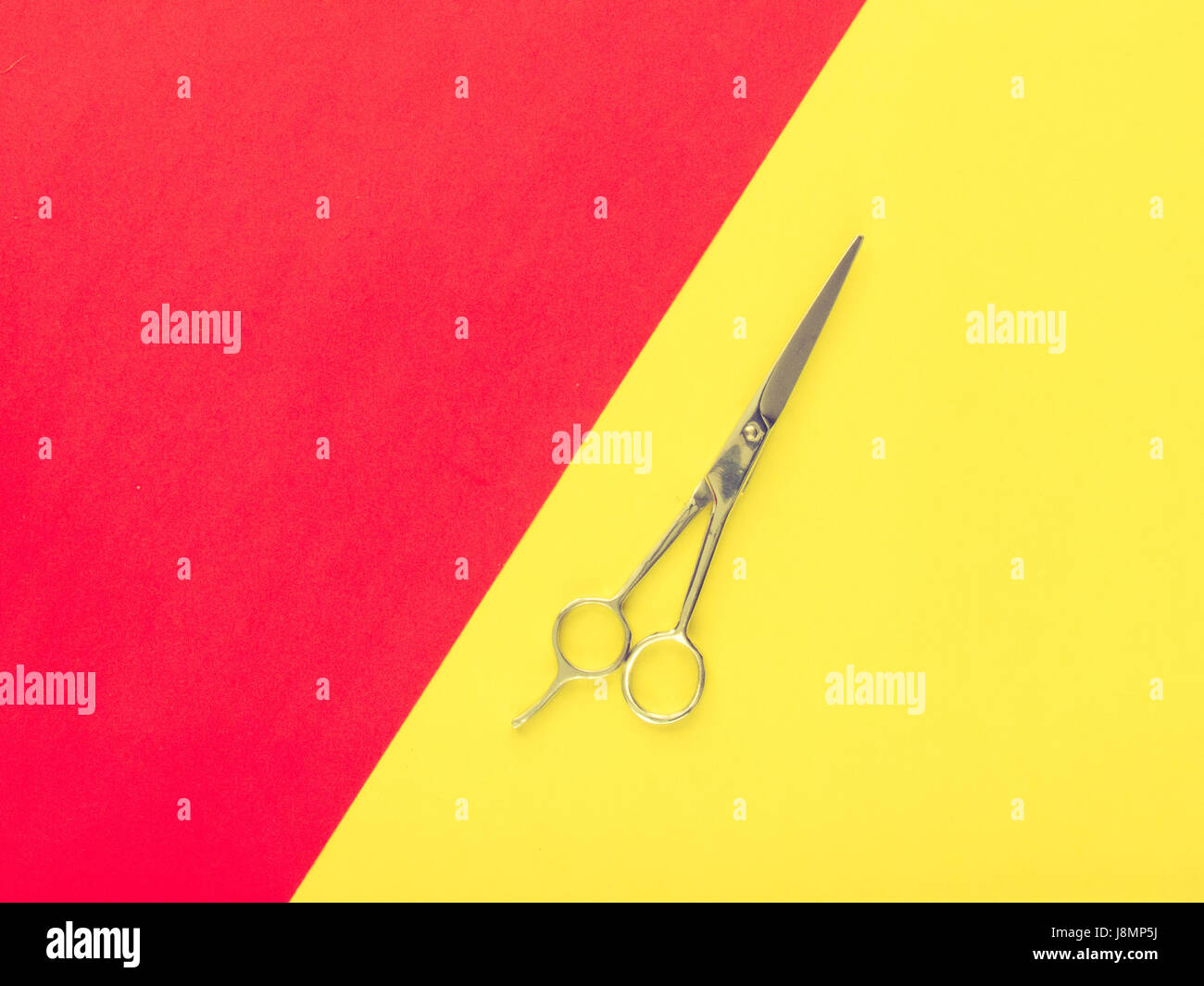 Professional haircutting scissors on a colorful pastel background Stock ...