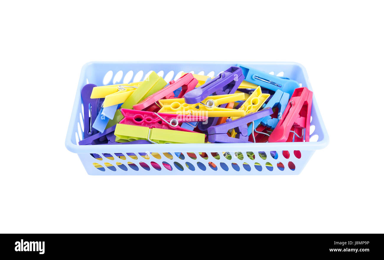 Container with clothespins Stock Photo - Alamy