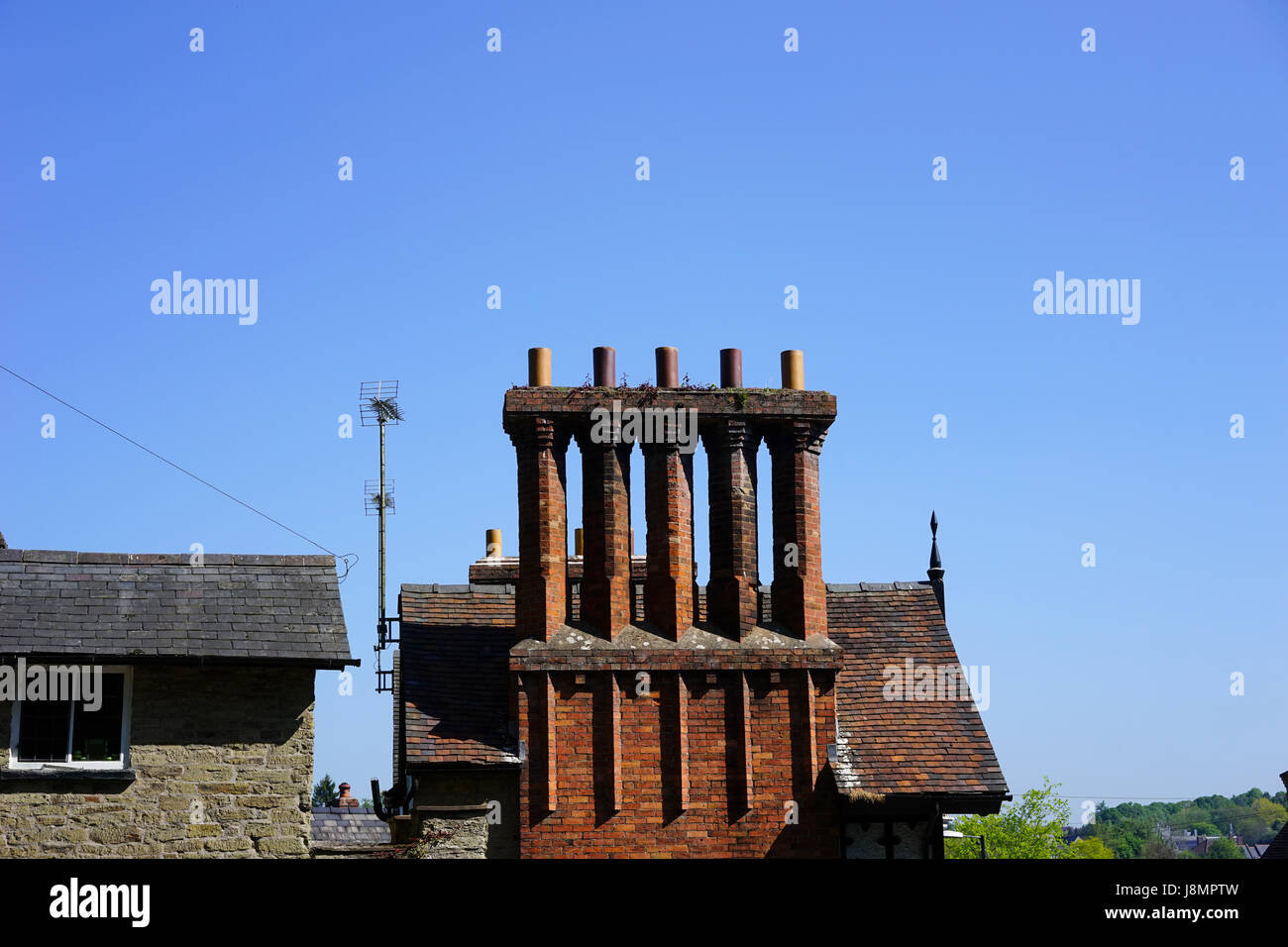 Tudor Chimneys at Ludlow, Shropshire,England, UK Stock Photo - Alamy