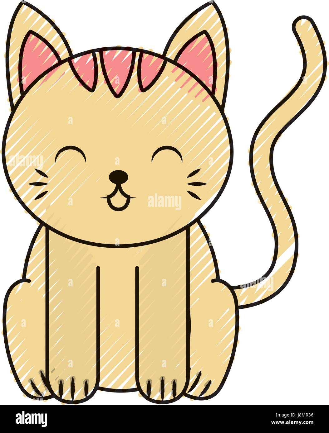 cute scribble cat cartoon Stock Vector Image & Art - Alamy