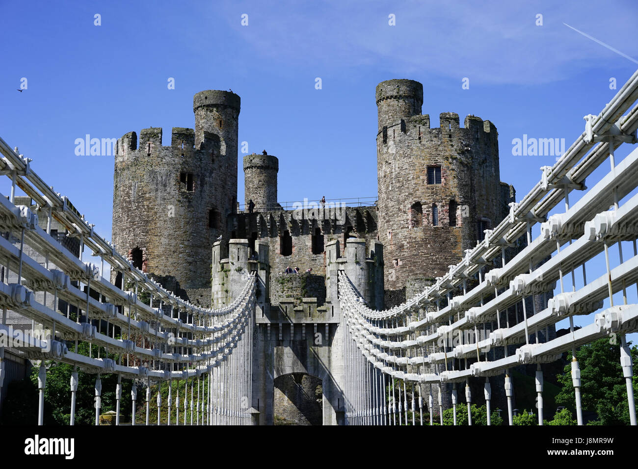 The Old Conwy suspension bridge over the river Conwy built by Thomas ...