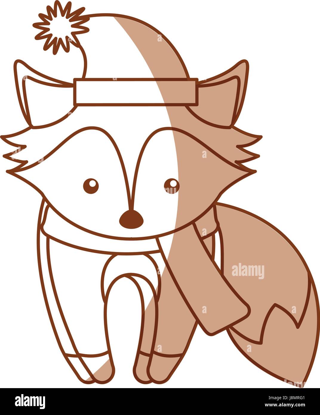 cute shadow christmas fox cartoon Stock Vector Image & Art - Alamy