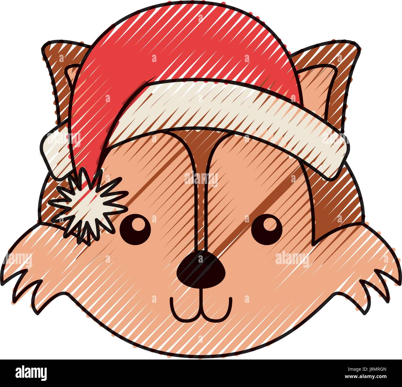 christmas fox face cartoon Stock Vector Image & Art - Alamy