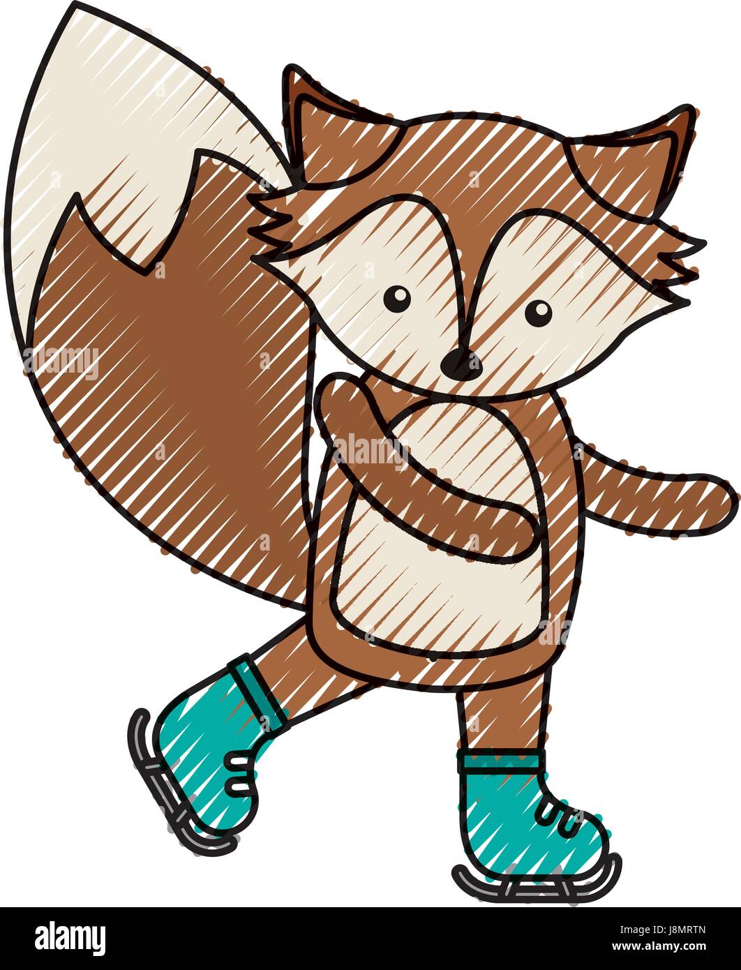 cute scribble fox cartoon Stock Vector Image & Art - Alamy