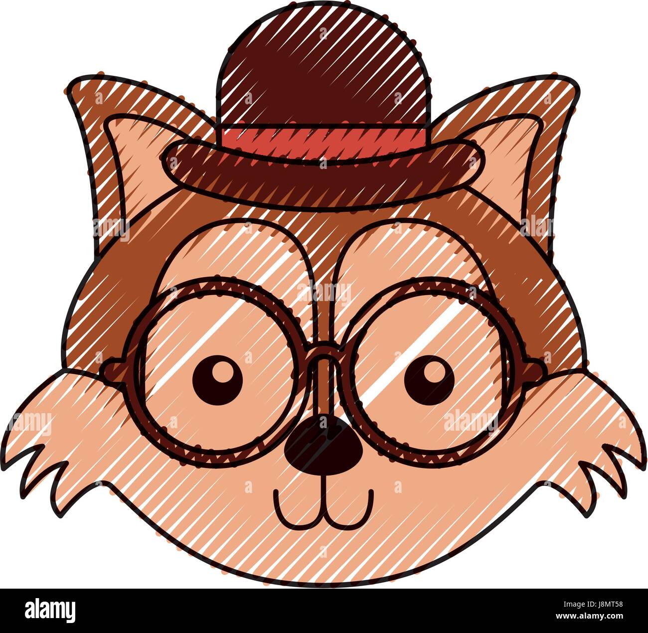 cute scribble vintage fox face Stock Vector Image & Art - Alamy