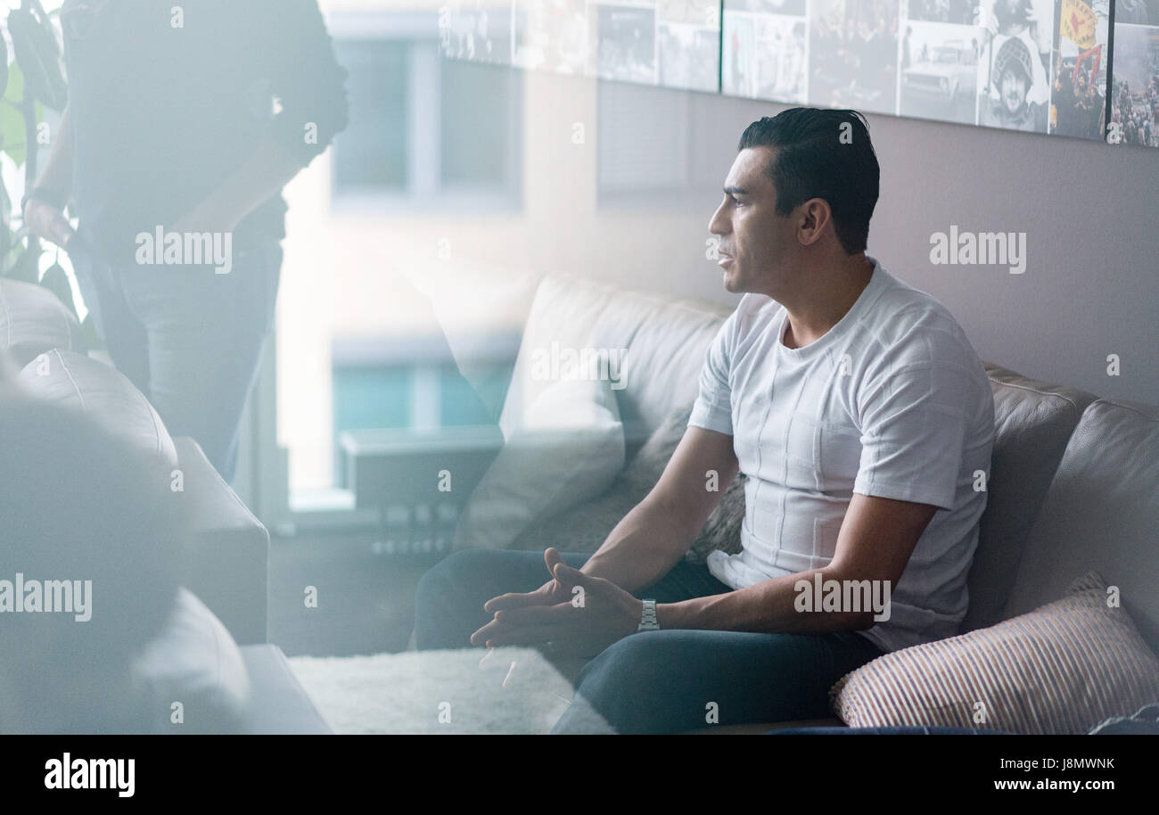 The Brasilian soccer player Lucio during an interview in Berlin ...