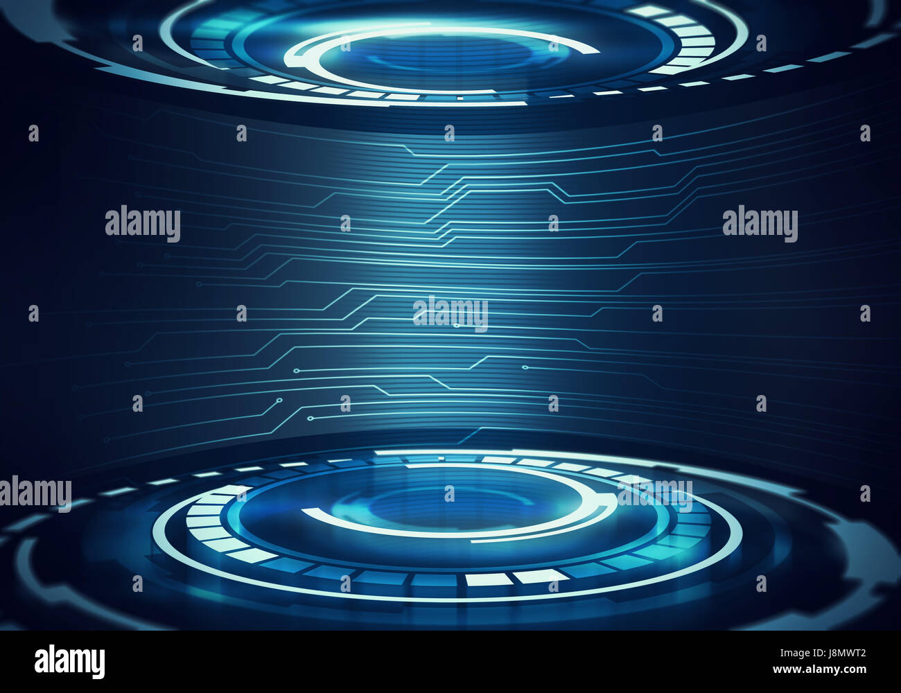 Abstract digital illustration of futuristic round interior Stock Photo ...