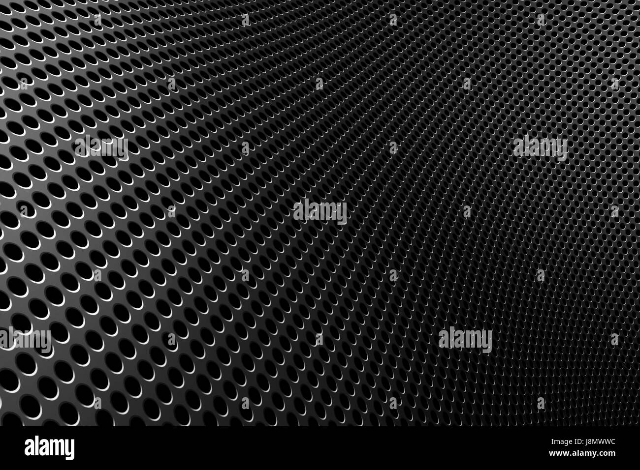 Modern background with distorted perfarated metal plate on surface ...