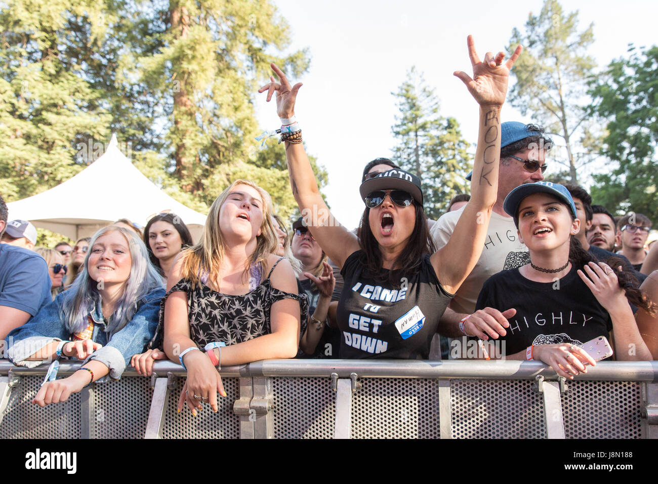 Napa, California, USA. 28th May, 2017. Fans rock out during a set by ...