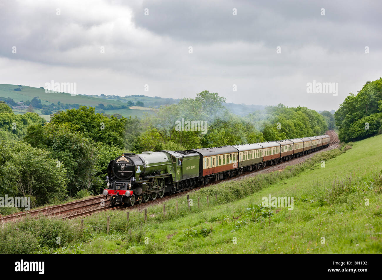 Cornwall, UK. 29th May, 2017. The Cornishman steaming over St Germans ...
