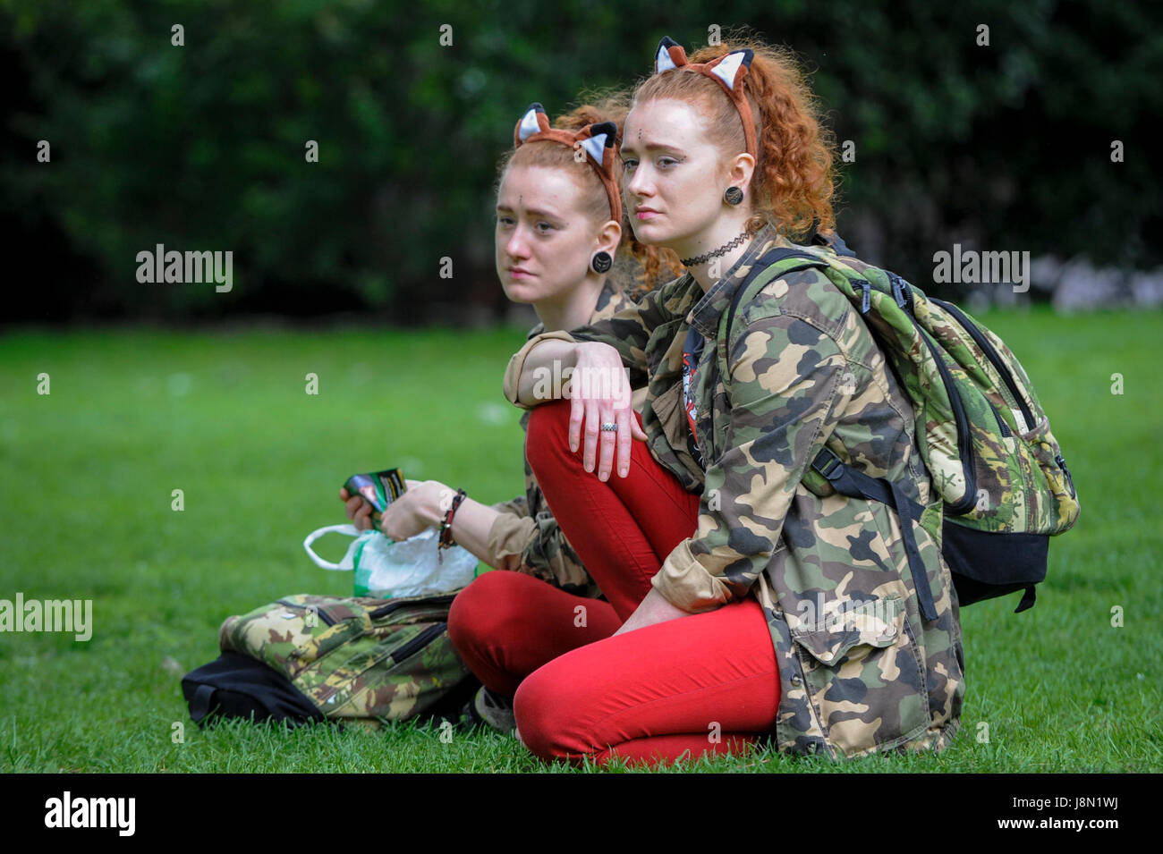 London, UK. 29th May, 2017. A pair of identical twins join ...