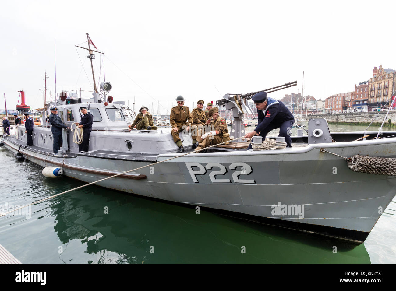 Restored Rhine River patrol boat P22 taking part in a re-enactment of ...
