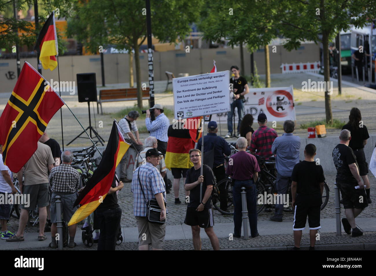 Protesters wave a Wirmer flag and German flags. A handful of right-wing ...