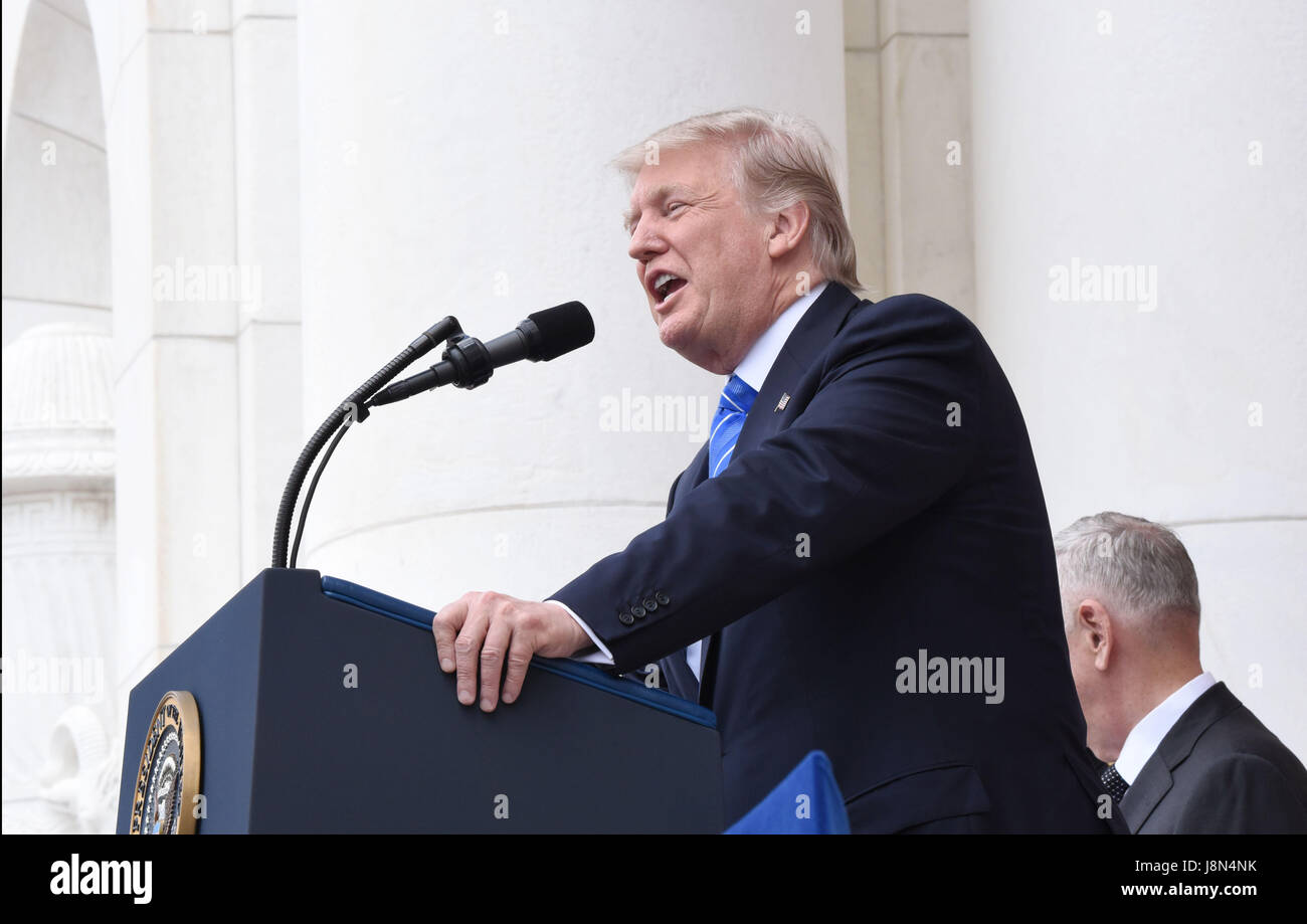 United States President Donald J. Trump speaks at a wreath-laying ...