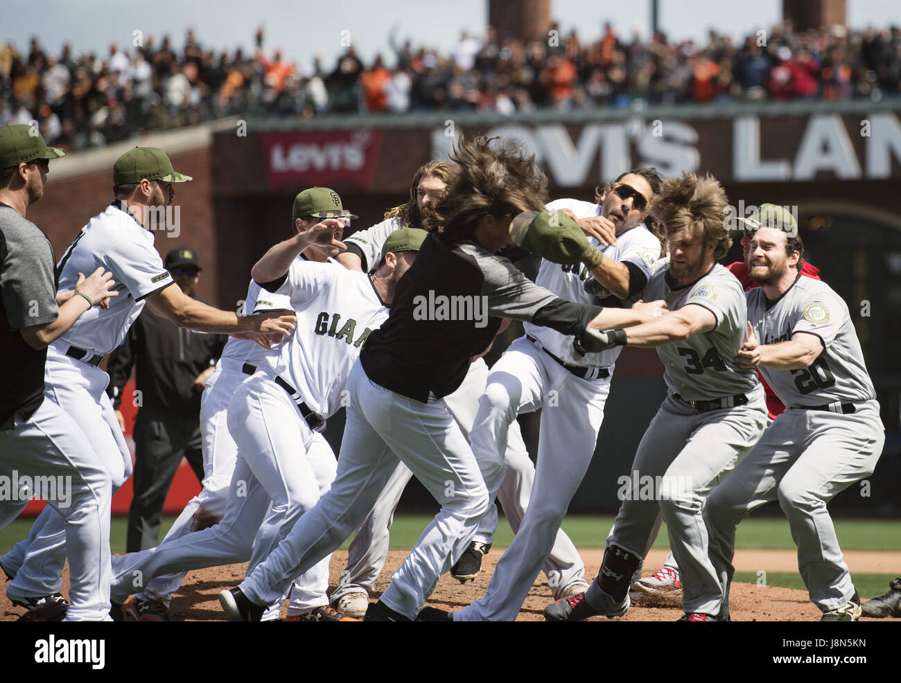 San Francisco, California, USA. 29th May, 2017. A fight breaks out ...